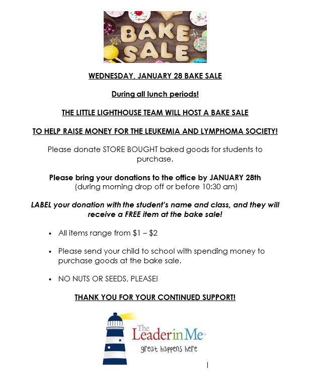 REMINDER: Bake Sale Fundraiser for Leukemia & Lymphoma Society | PS 101 ...
